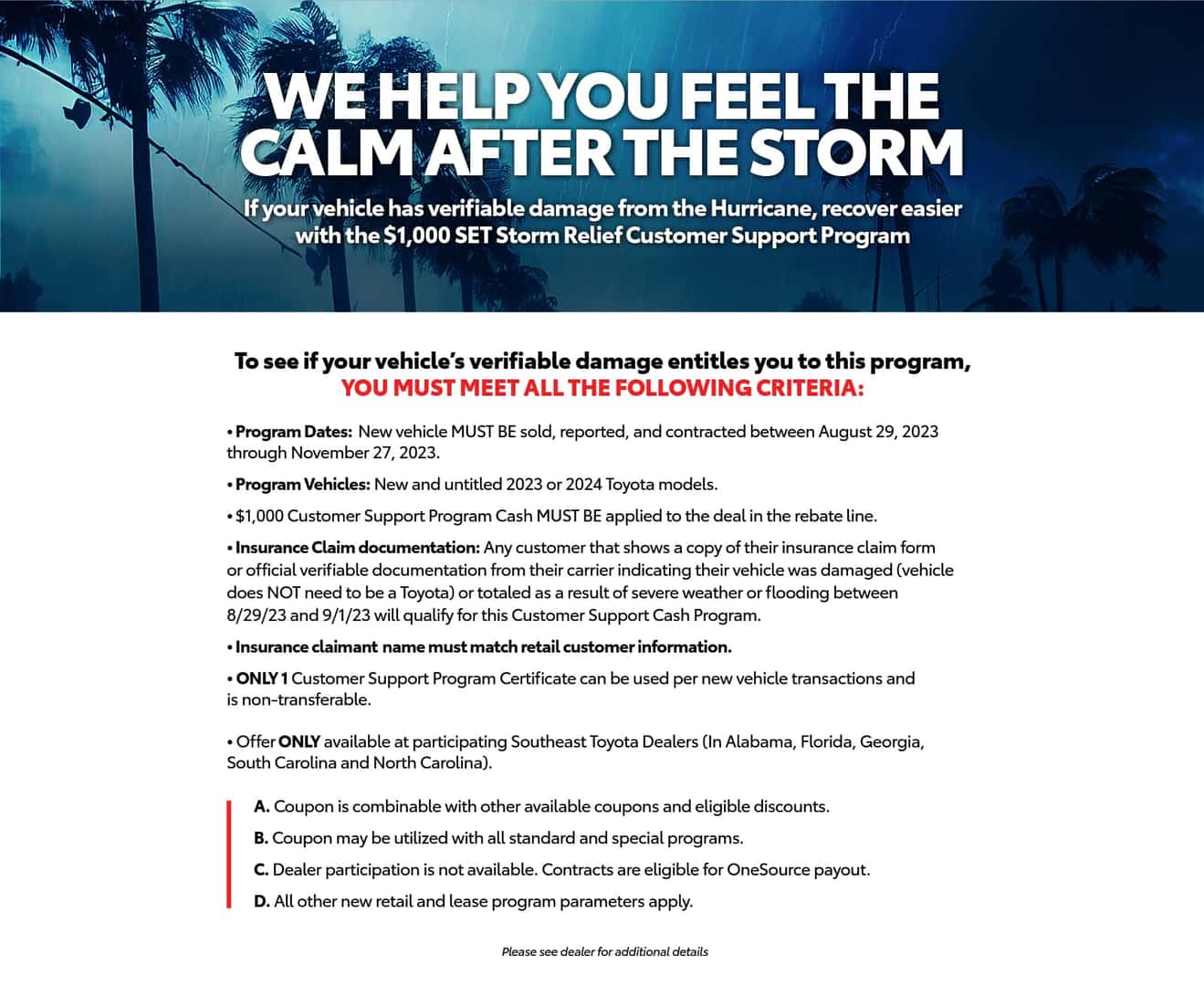 Storm Relief Program | Savannah Toyota